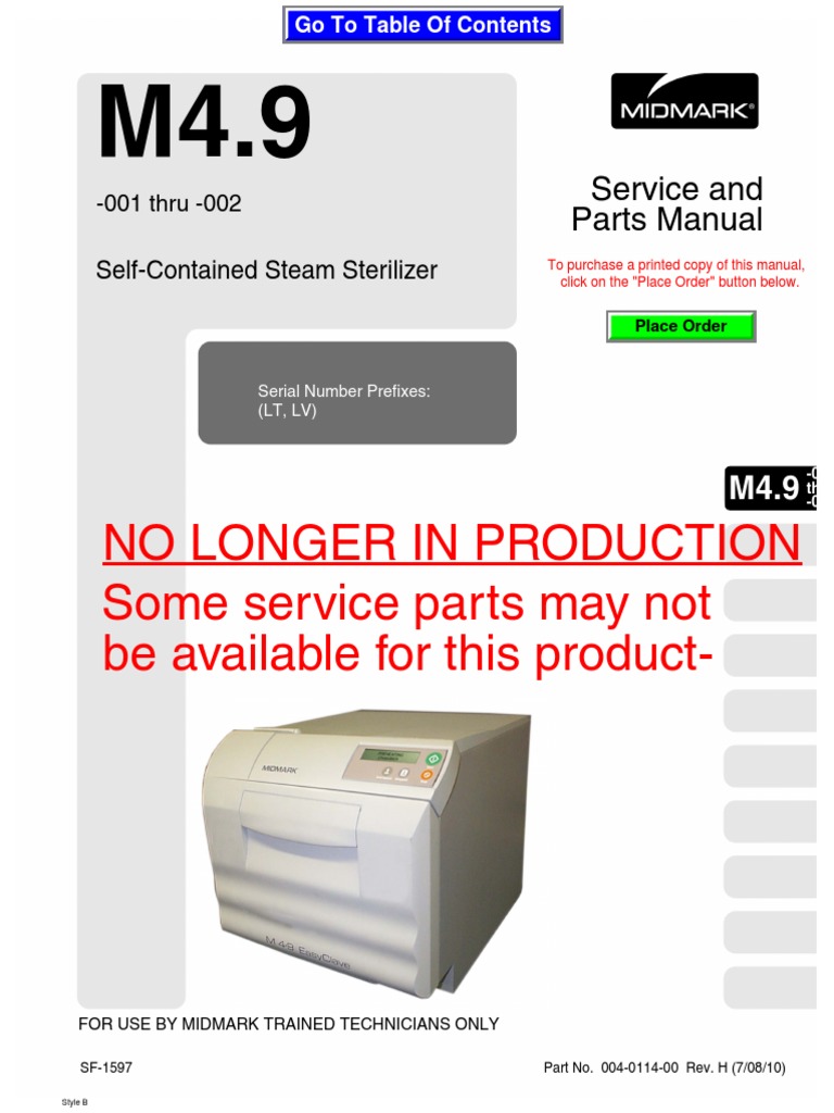 Autoclave - Midmark - M9 - Manual de Servicio y Partes | PDF | Relay ... Autoclave - Midmark - M9 - Manual de Servicio y Partes | PDF | Relay ...