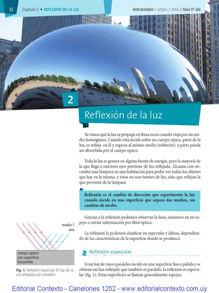 Reflexión de la Luz: Especular y Difusa | PDF | Reflexión (Física) | Ligero