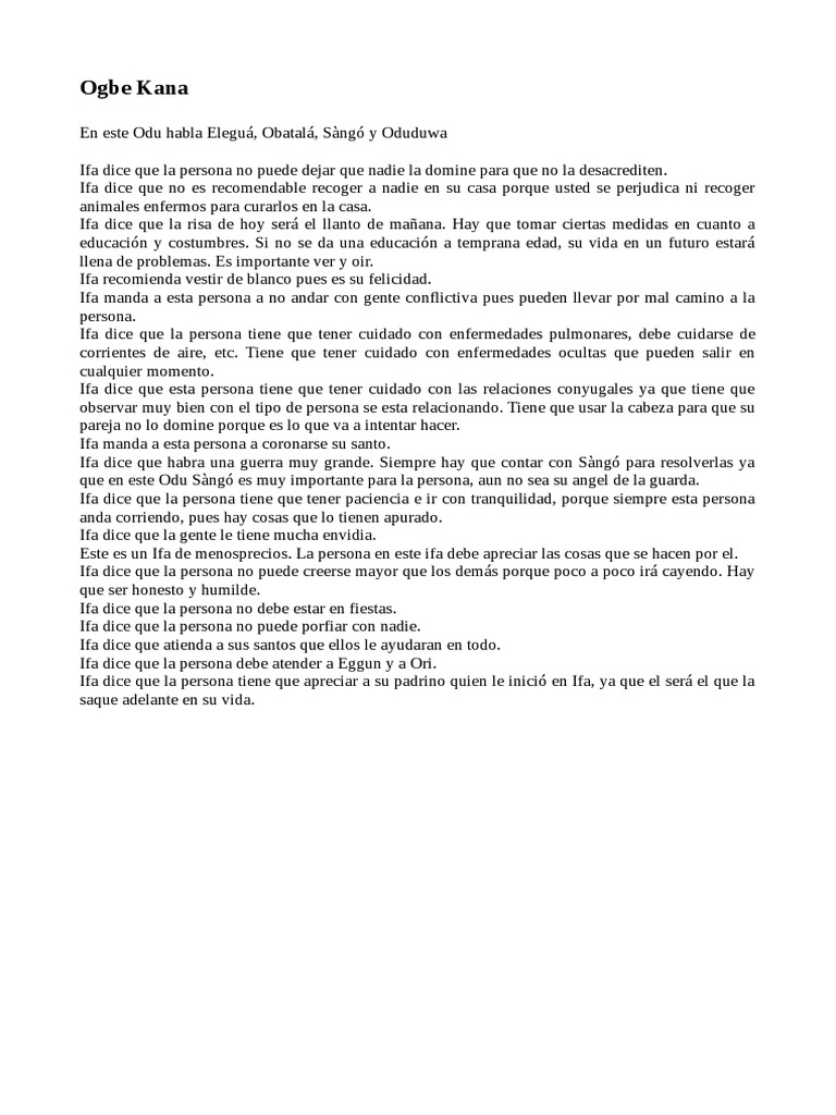 Ogbe Kana Ogbe Yono | PDF | Relaciones personales, crianza y desarrollo ...
