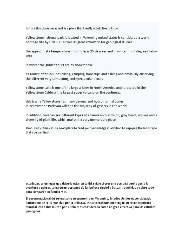 Yellowstone: Aventura y Naturaleza | PDF | Parque Nacional Yellowstone