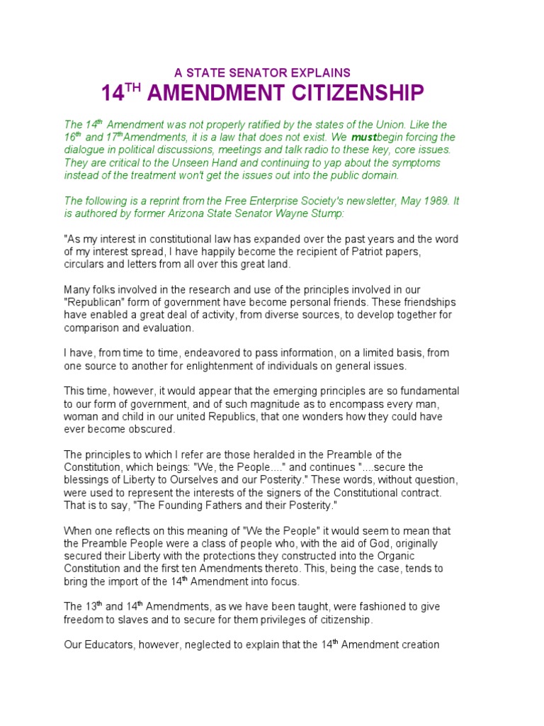 Understanding the 14th Amendment's Impact | PDF | Citizenship | U.S. State