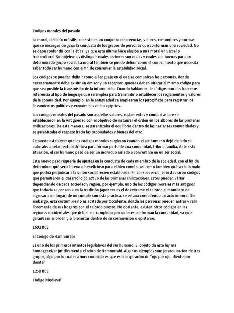 Códigos Morales Del Pasado | PDF | Moralidad | Amor