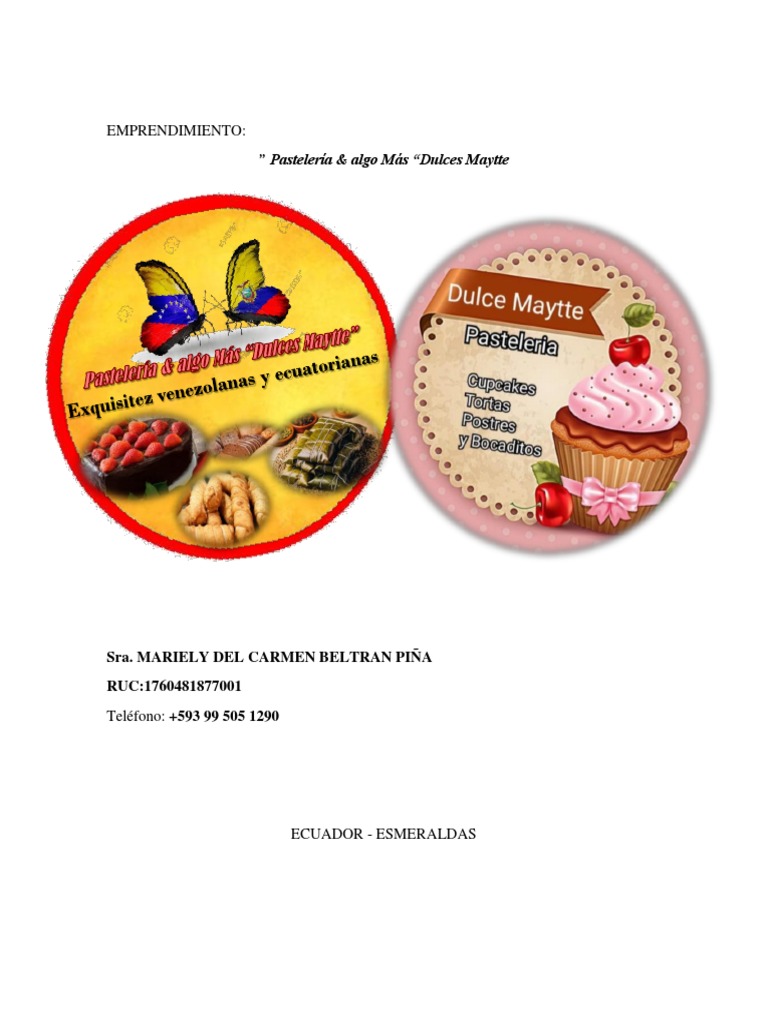 Pastelería "Dulces Maytte" en Esmeraldas | PDF | Calidad (comercial ...