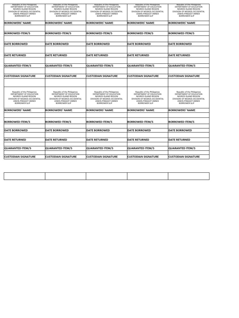 Borrower Slip | PDF | Government Related Organizations | Administrative Law