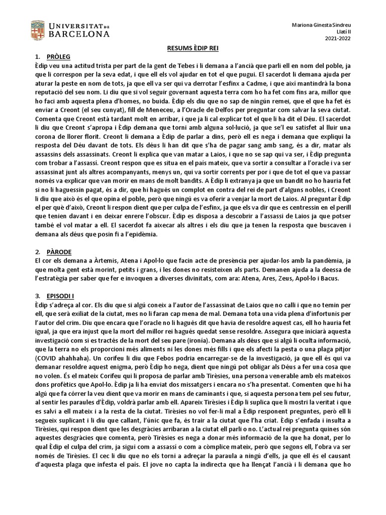 Resum Èdip Rei | PDF