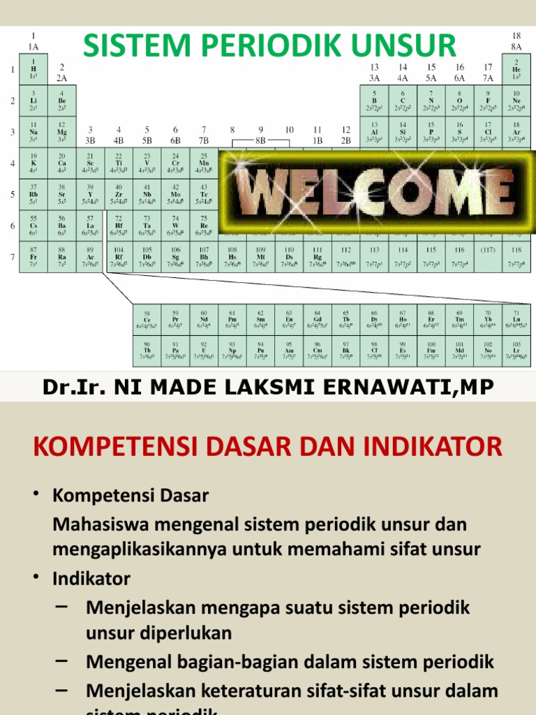 Kuliah 4 Sistem Periodik Unsur | PDF | Sains & Matematika | Teknologi & Rekayasa