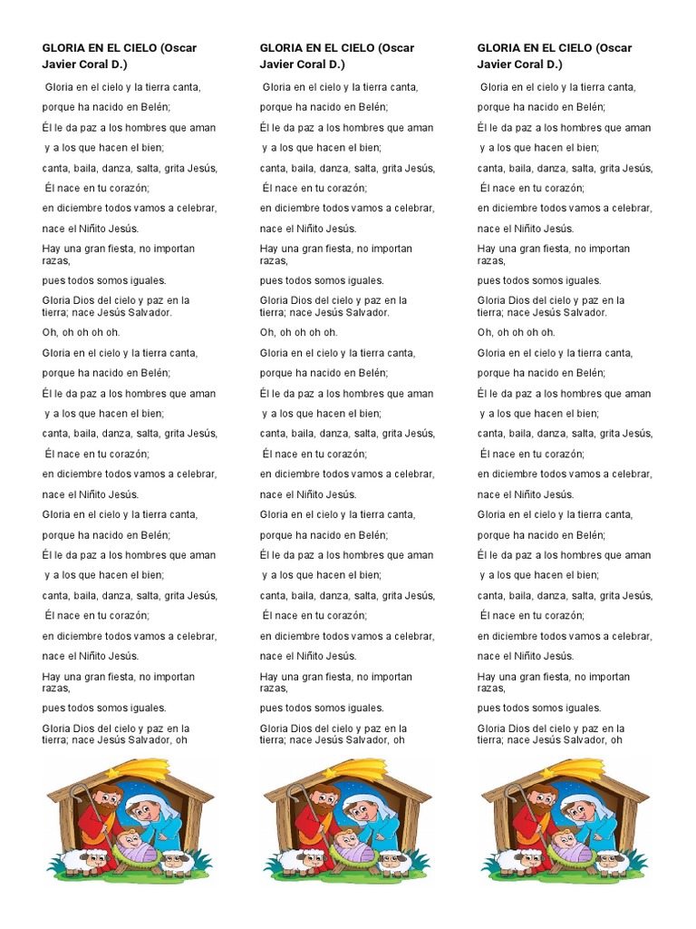 GLORIA EN EL CIELO - Docx Grado Tercero | PDF