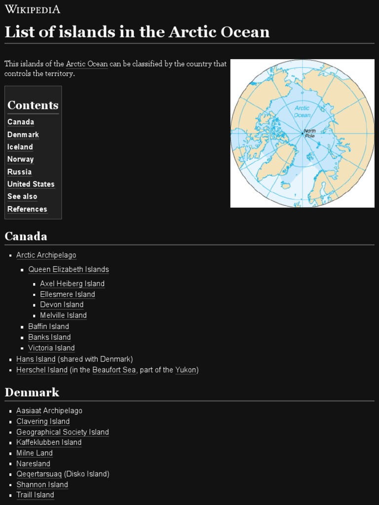 List of Islands in The Arctic Ocean - Wikipedia | PDF