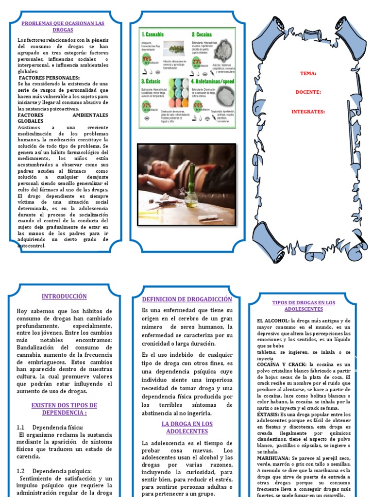 Triptico de Las Drogas 2 | PDF | La dependencia de sustancias | Cocaína