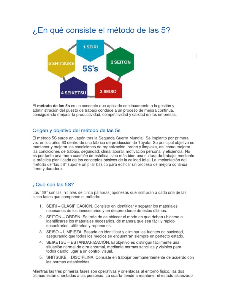 Origen y Objetivo Del Método de Las 5s | PDF