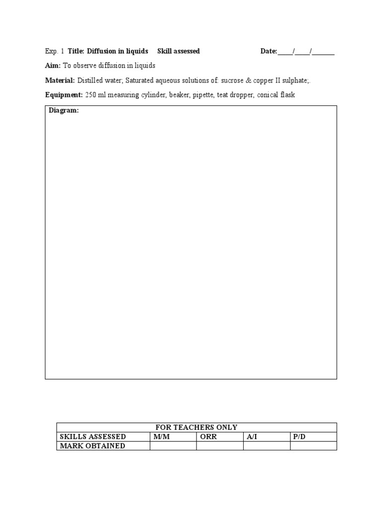 Form 4 Lab Book Labs 1 - 5 Template | PDF | Osmosis | Chemistry
