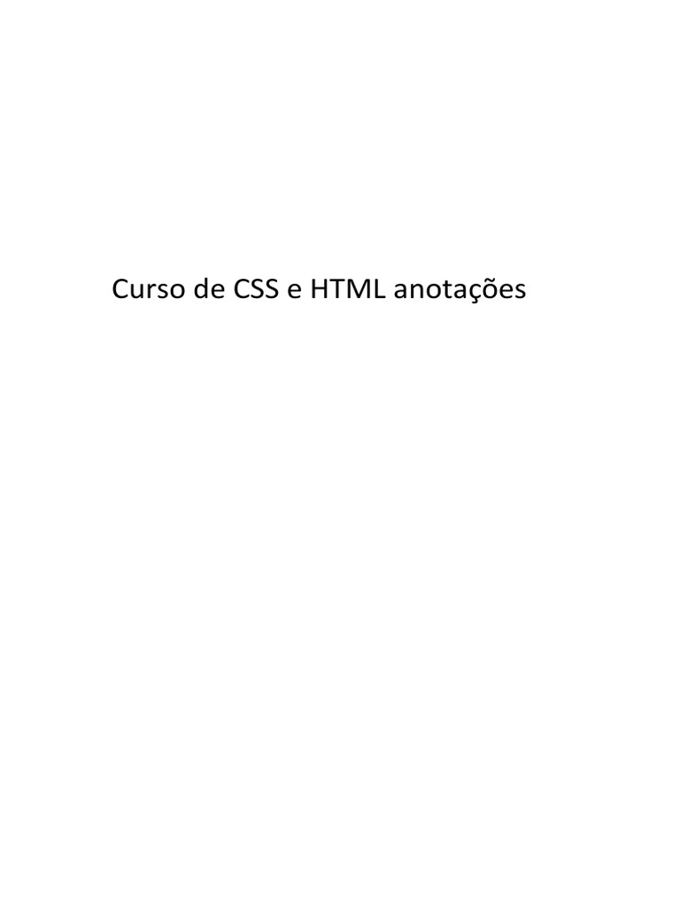 Curso De Css E Html Anotações Pdf Cor Vermelho 