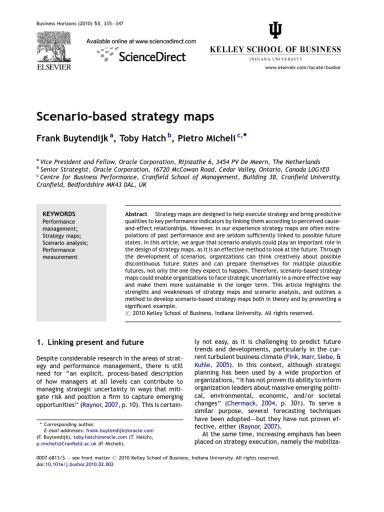 Scenario-Based Strategy Maps (Business Horizons, Vol. 53, Issue 4 ...