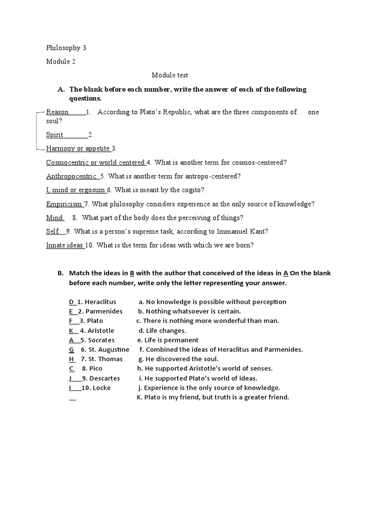 Philosophy 3 m-2 Quize | PDF | Plato | Idea