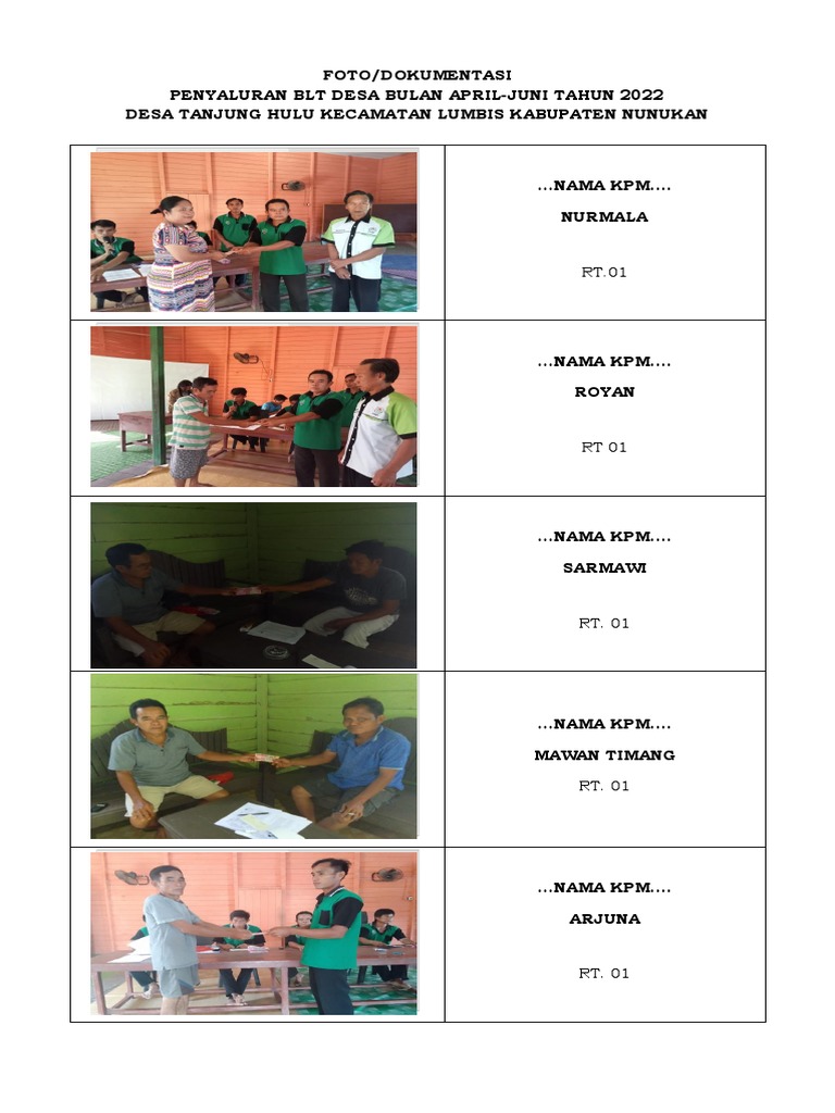 Dokumentasi Realisasi BLT April-Juni 2022 | PDF