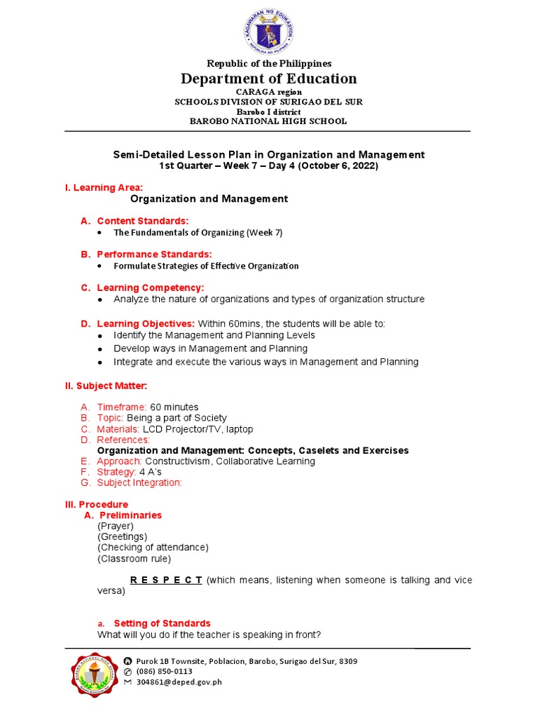 Org MGT LP Q1 WK 7 Day4 | PDF | Learning | Cognition