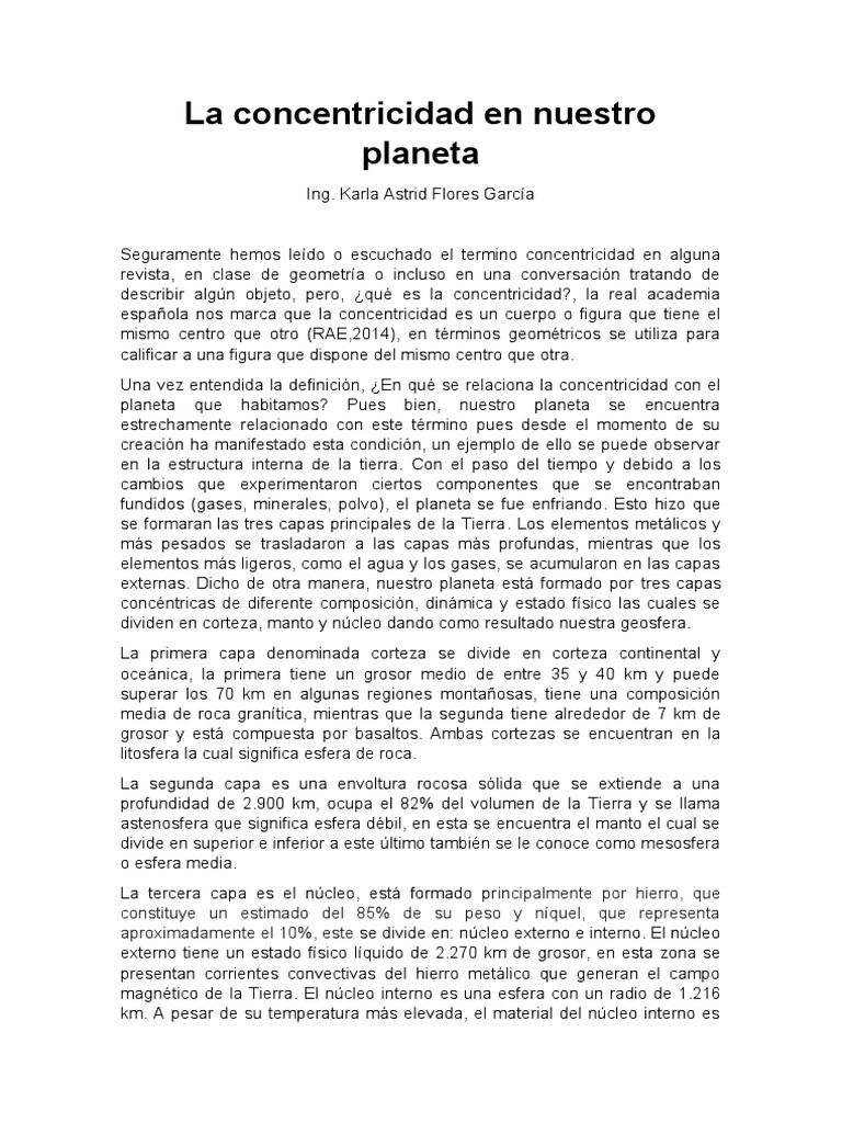 La Concentricidad en Nuestro Planeta | PDF | Tierra | Agua