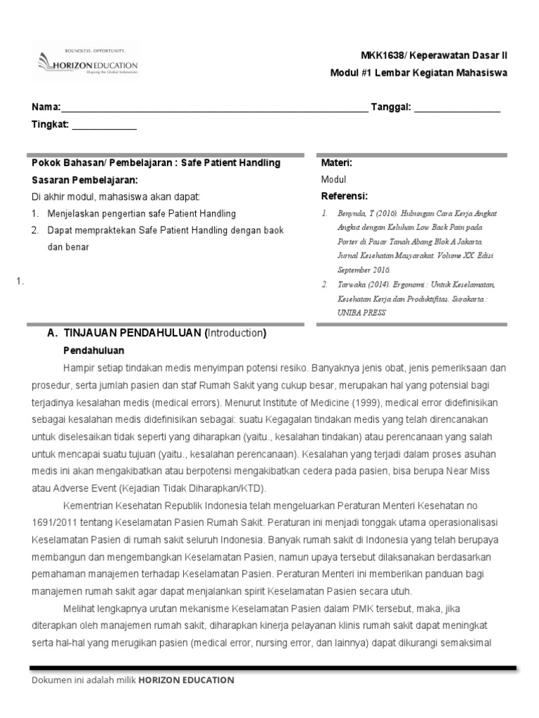 Teknik Safe Patient Handling dalam Keperawatan | PDF | Komputer