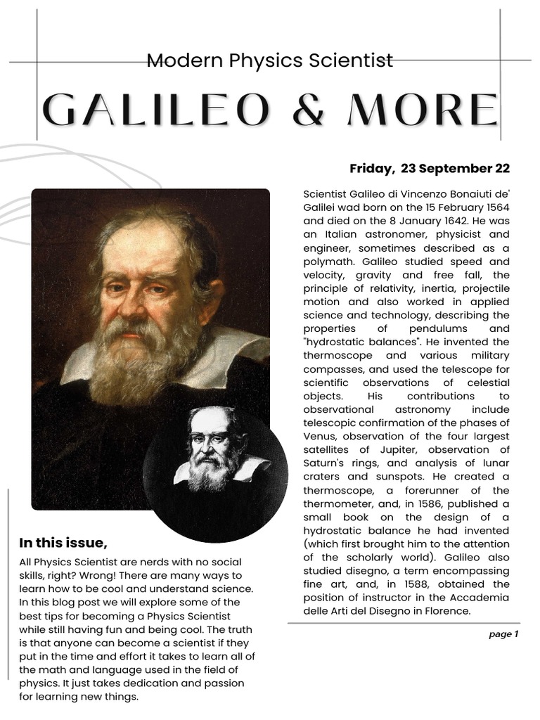 Newspaper Article | PDF | Galileo Galilei | Physics
