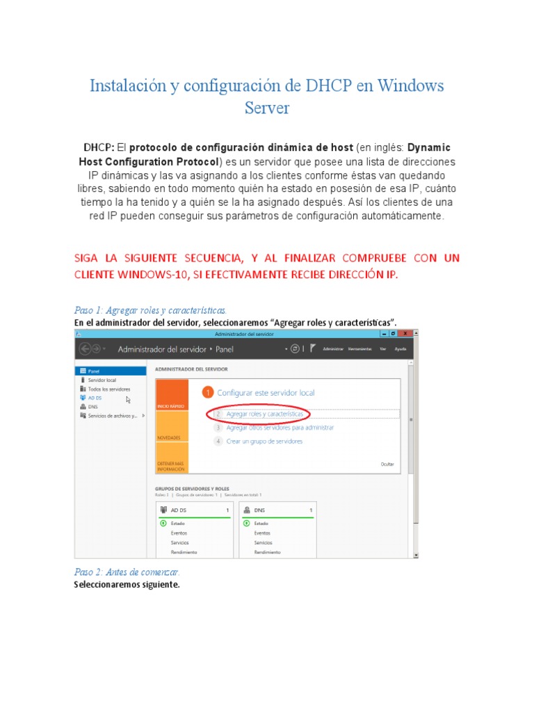 Configuración de DHCP en Windows Server | PDF