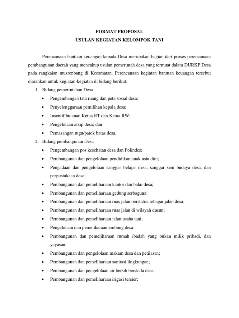 31 - Format Proposal Usulan Kegiatan Kelompok Tani | PDF