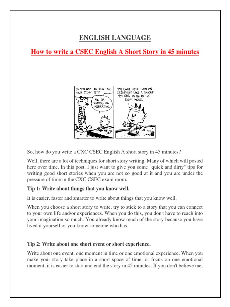 Tips for Writing CSEC Short Stories | PDF | Essays | Experience