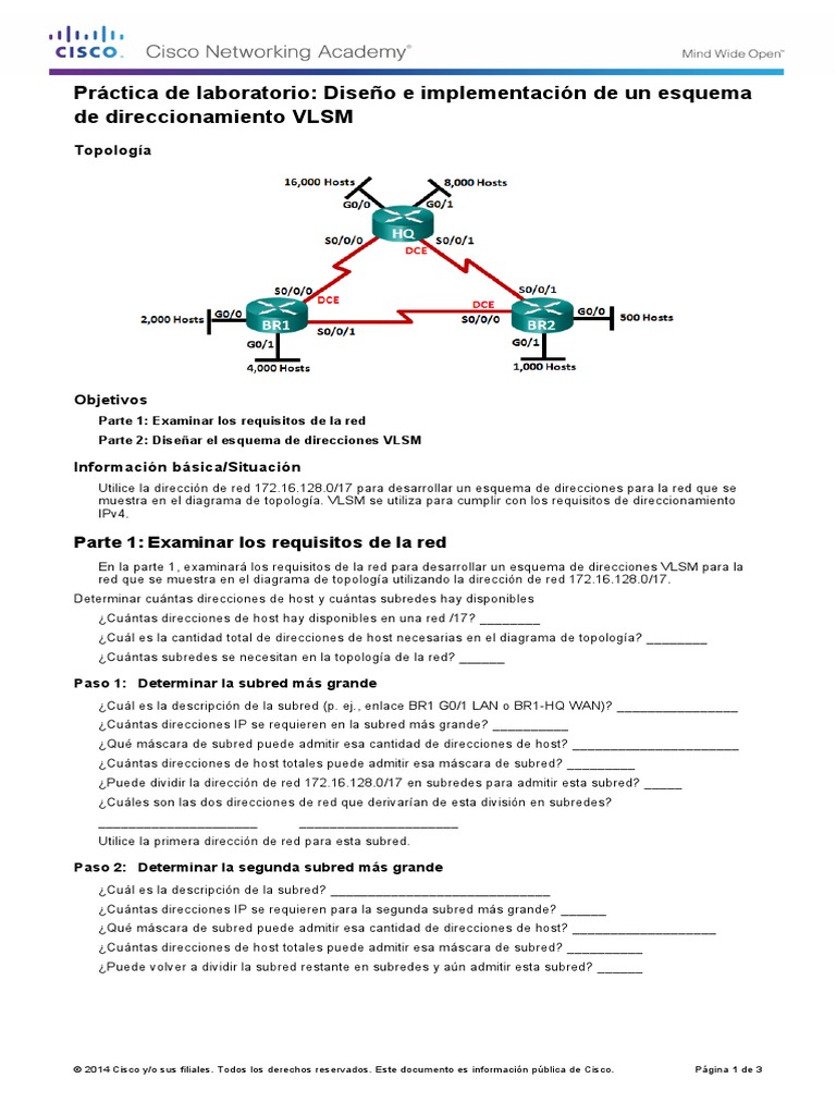 Guia Ejercicios VLSM | PDF | Dirección IP | Enrutamiento