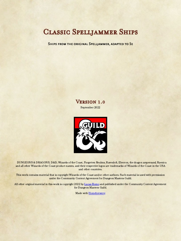 406102-Classic Spelljammer Ships 1 0 | PDF | Dungeons & Dragons | Wizards Of The Coast