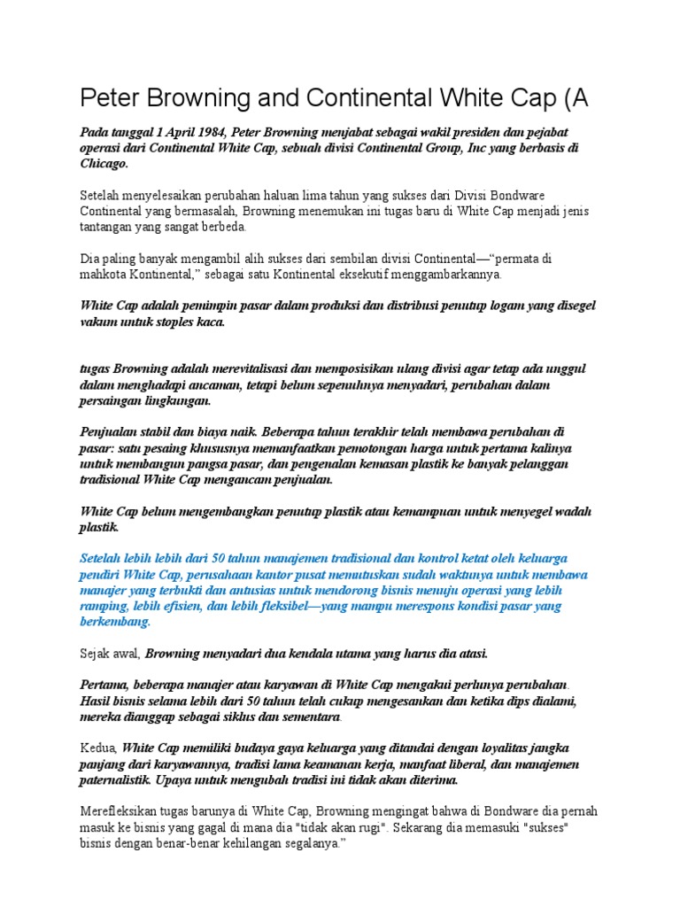 Peter Browning dan Tantangan Mengubah Budaya Topi Putih | PDF