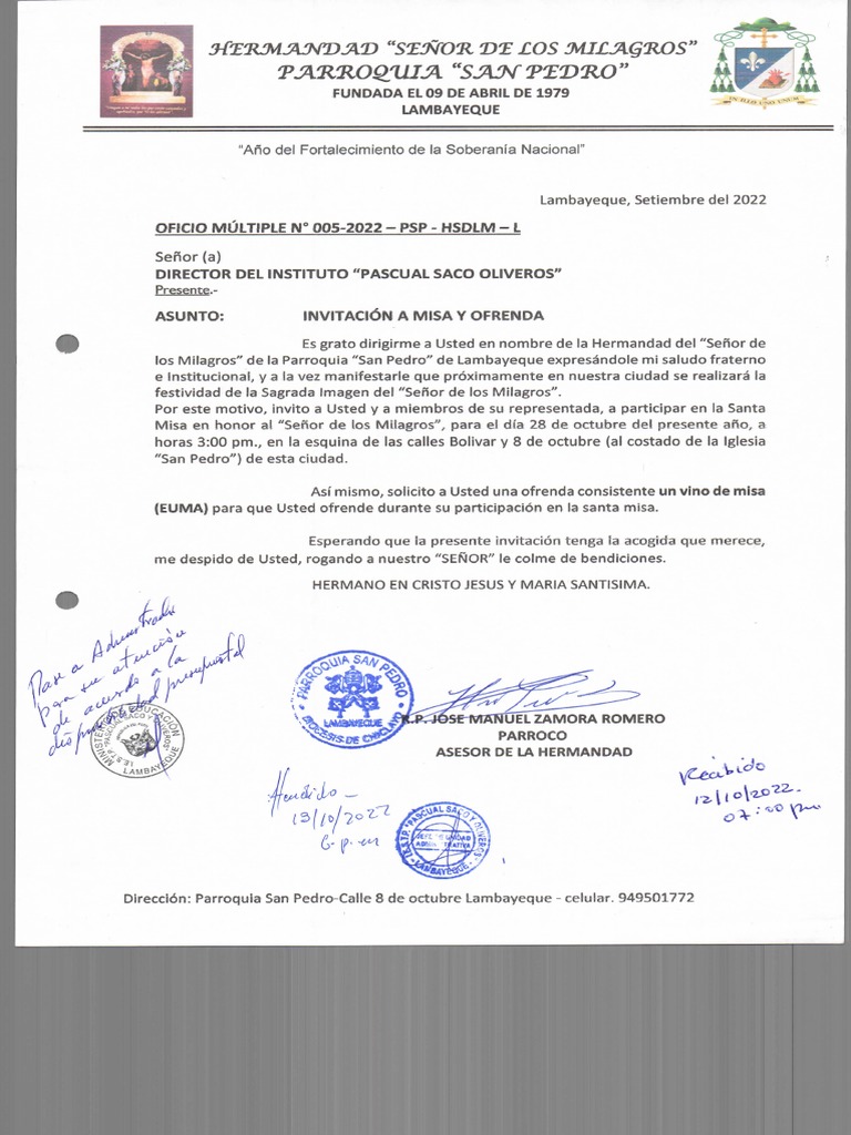 Invitacion SR de Los Milagros | PDF