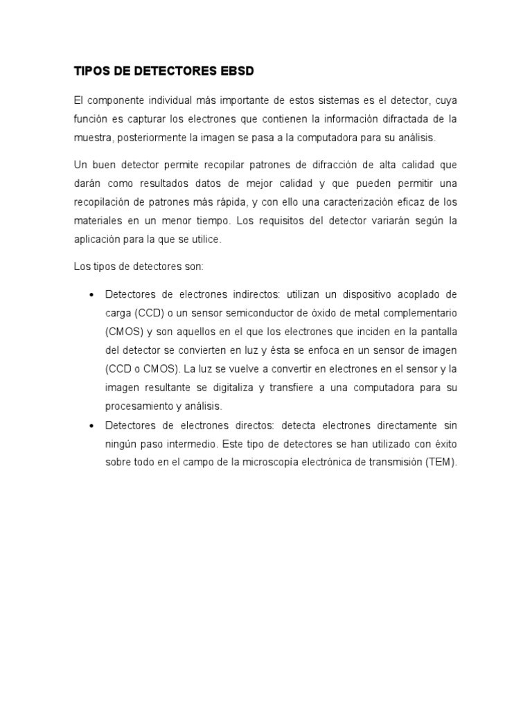 Tipos de Detectores Ebsd | PDF