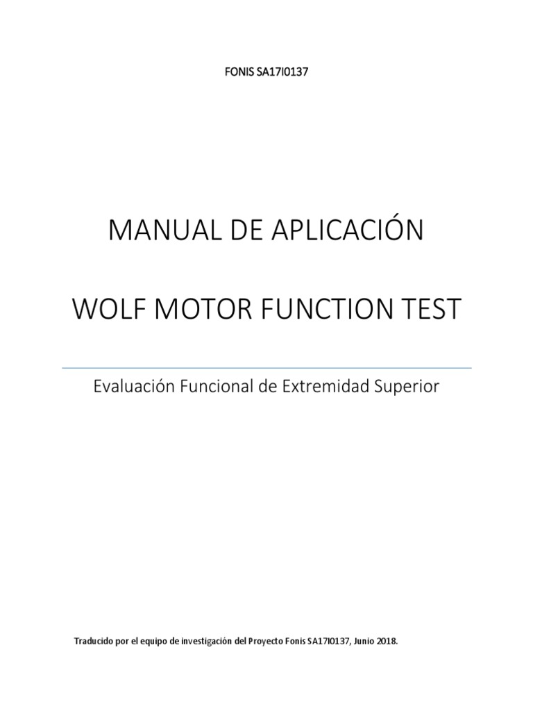 Manual de Aplicación Wolf Motor Function Test | PDF | Codo | Mano