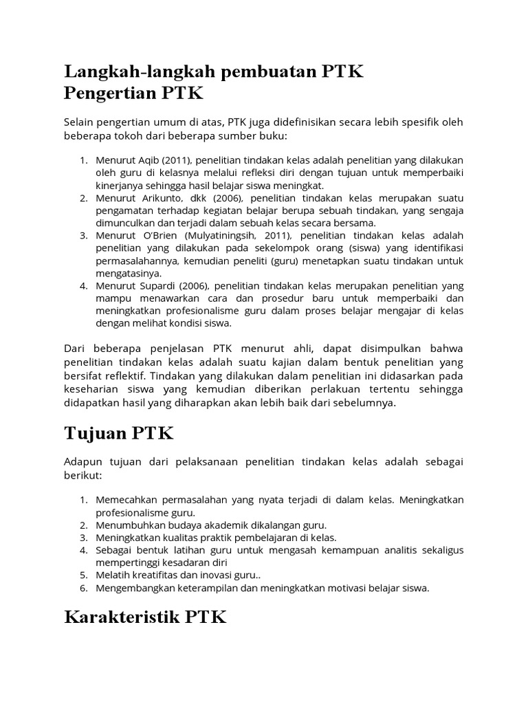 Langkah-Langkah Pembuatan PTK | PDF | Karier & Perkembangan ...