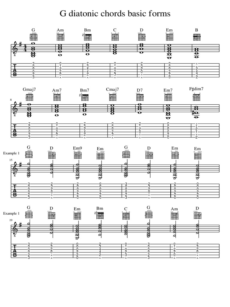 G Diatonic Chords Basic Forms | PDF