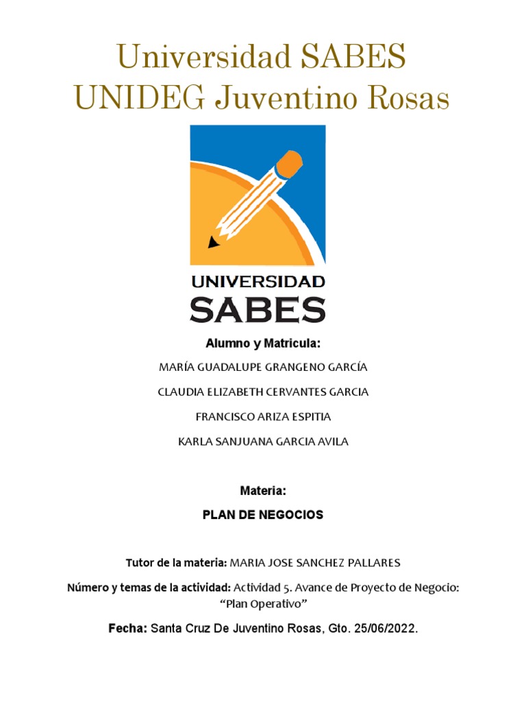 Actividad5 - Plan Operativo | PDF | Importar | Business