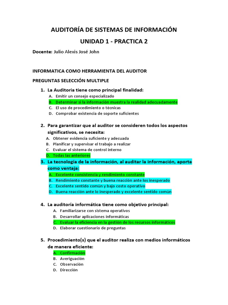AUDITORÍA DE SISTEMAS DE INFORMACIÓN PRATICA 2 | PDF | Auditoría | Informática