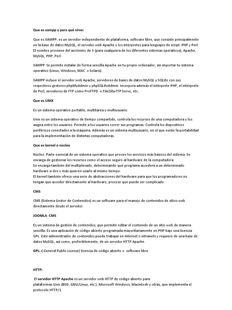 Consulta de Xampp y Otros Terminos | PDF | Php | Servidor HTTP Apache