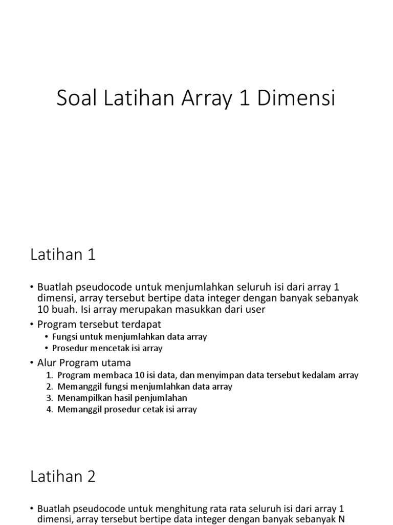 Soal Latihan Array 1 Dimensi | PDF | Komputer Soal Latihan Array 1 Dimensi | PDF | Komputer