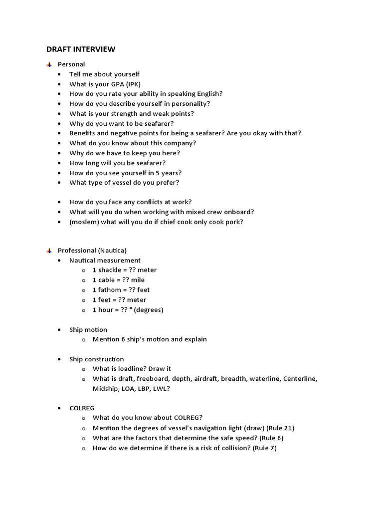 Draft Interview Perusahaan | PDF | Port And Starboard | Transport