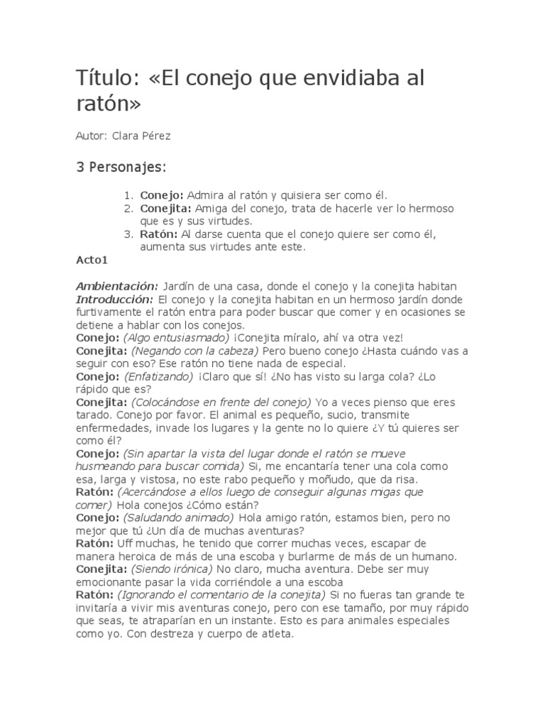 El Conejo Que Envidiaba Al Raton | PDF