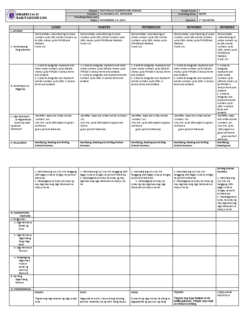 DLL Math-1 Q1 W8 | PDF