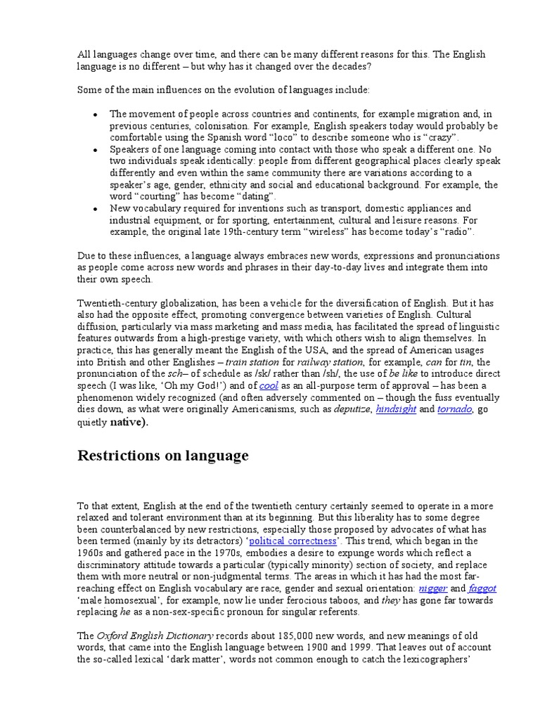 All Languages Change Over Time | PDF | English Language | Cognition