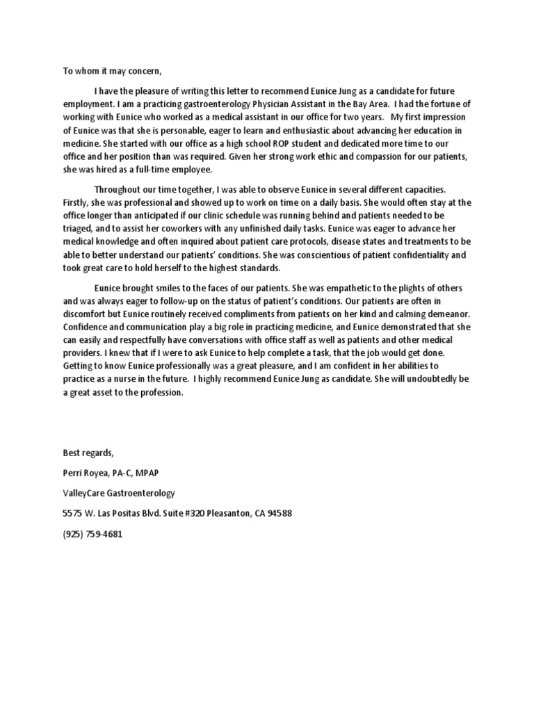 Eunice Letter of Rec | PDF