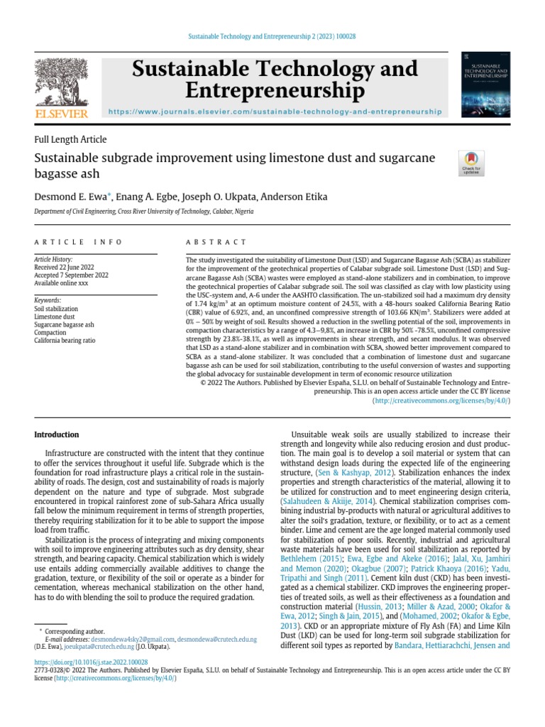 S5. Sustainable Subgrade Improvement Using Limestone Dust and Sugarcane ...