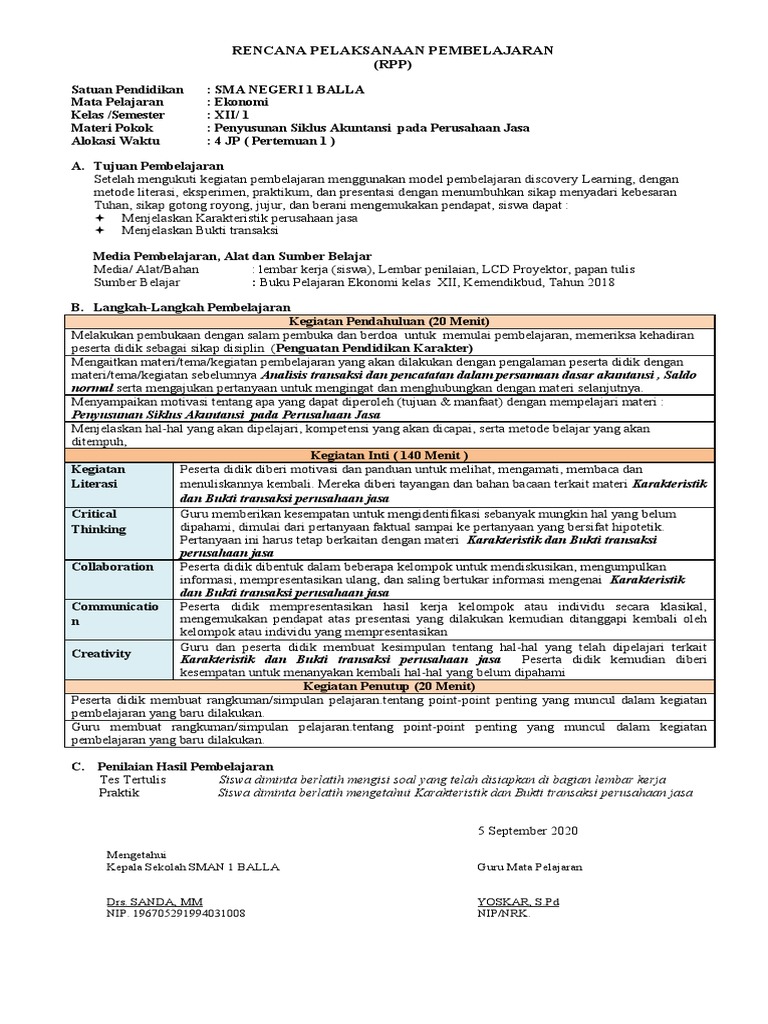 RPP Ekonomi Kelas Xii | PDF