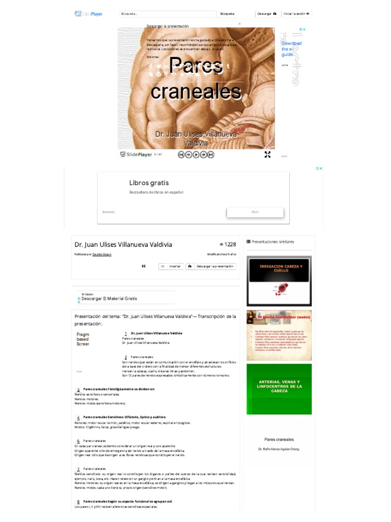 Dr. Juan Ulises Villanueva Valdivia - PPT Descargar | PDF | Sistema nervioso | Cara