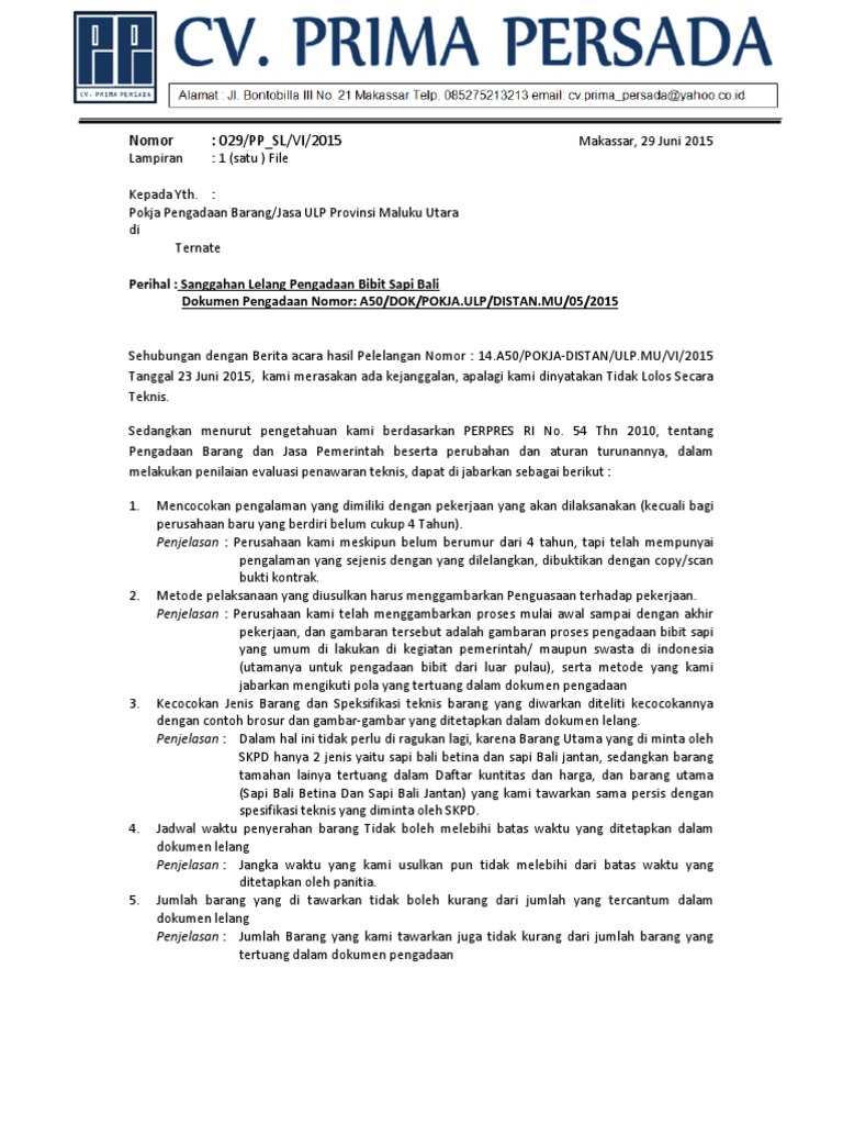 Surat Sanggahan Contoh | PDF