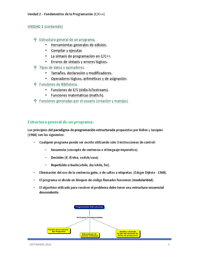 Fundamentos de la Programación Estructurada: Sintaxis, Tipos de Datos, Funciones y Control de ...