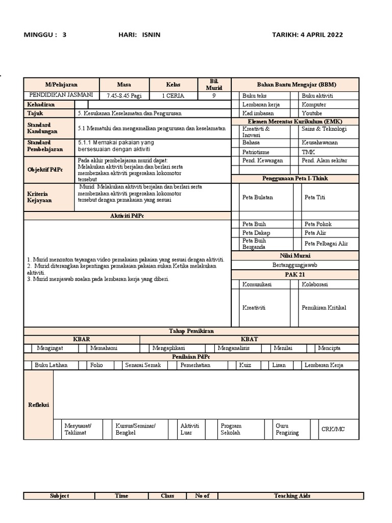 RPH Wani 2023-Minggu 3 | PDF