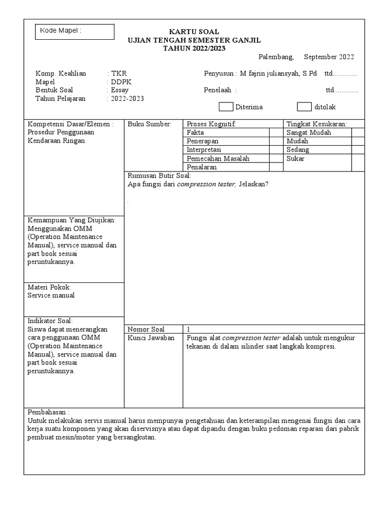 Kartu Soal Uts DDPK Kelas X 2022-2023 | PDF